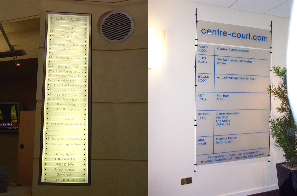 Internal Signage | Bowden & Dolphin Signs Birmingham